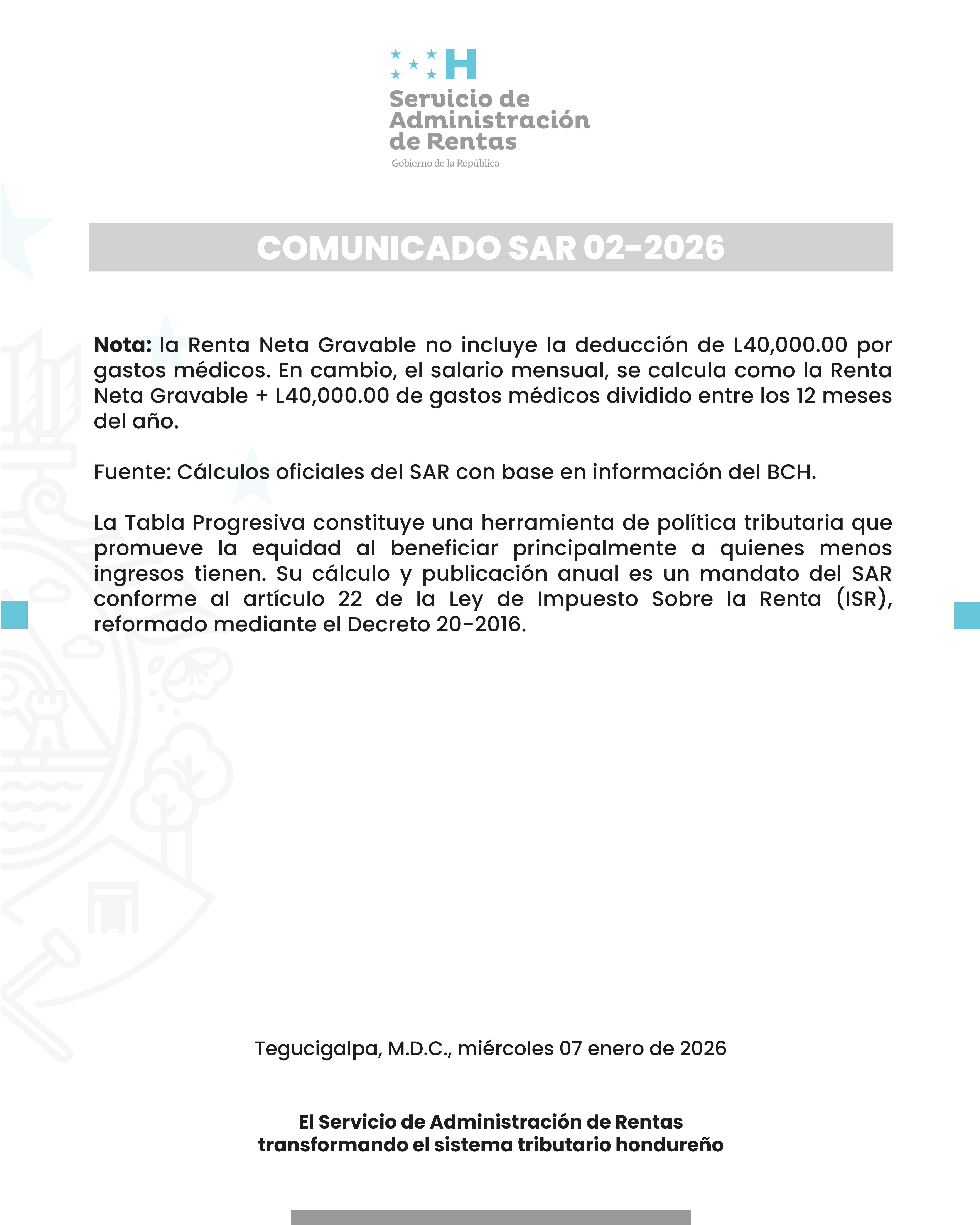Actualización de la Tabla Progresiva 2026 - SAR